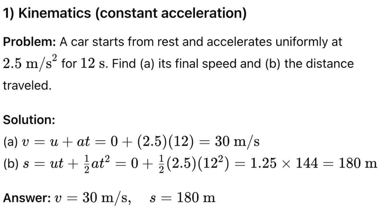 Kinematics (Constant Acceleration) Problem Solving Notes - Studocu