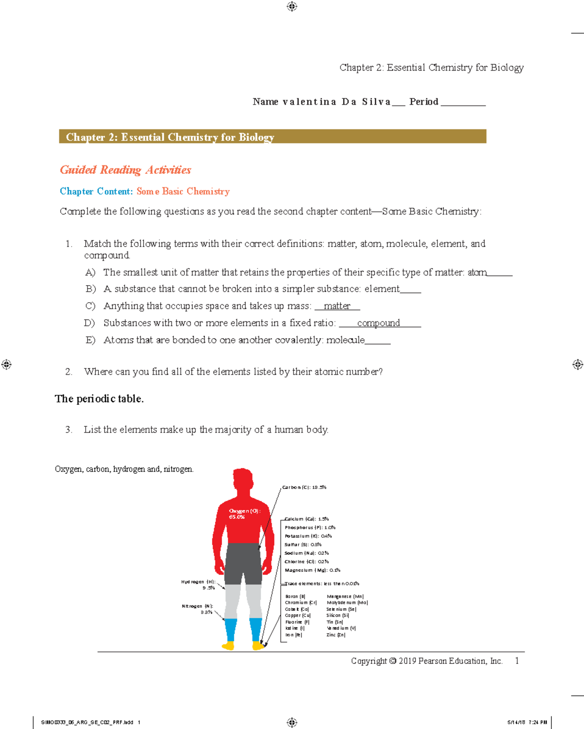 CHM101 Chapter 2 Guided Reading: Essential Chemistry for Biology - Studocu