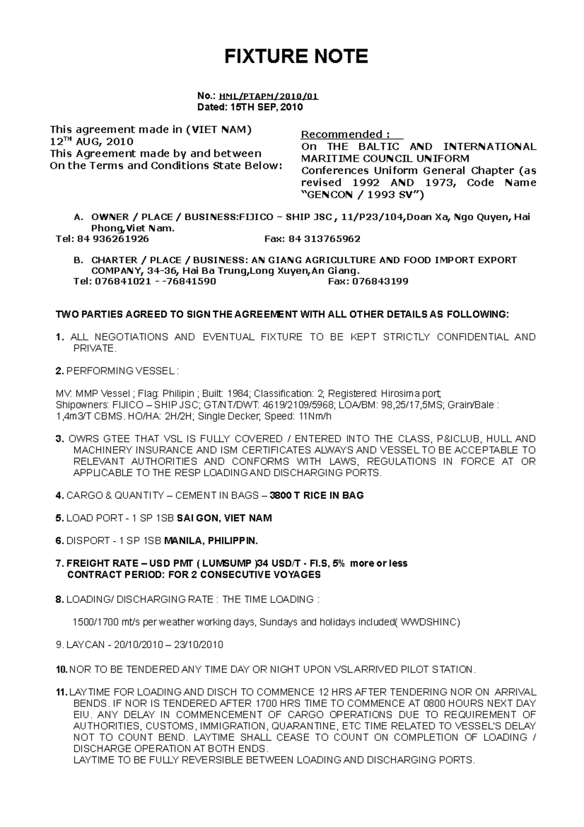 49101030 Fixture Note Agreement Details - Minh Nguyện - Studocu