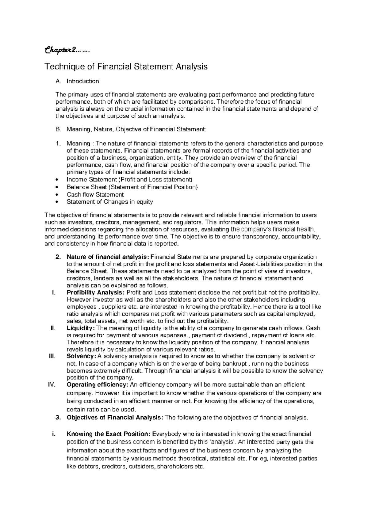 Chapter 2: Techniques of Financial Statement Analysis (FIN 101) - Studocu