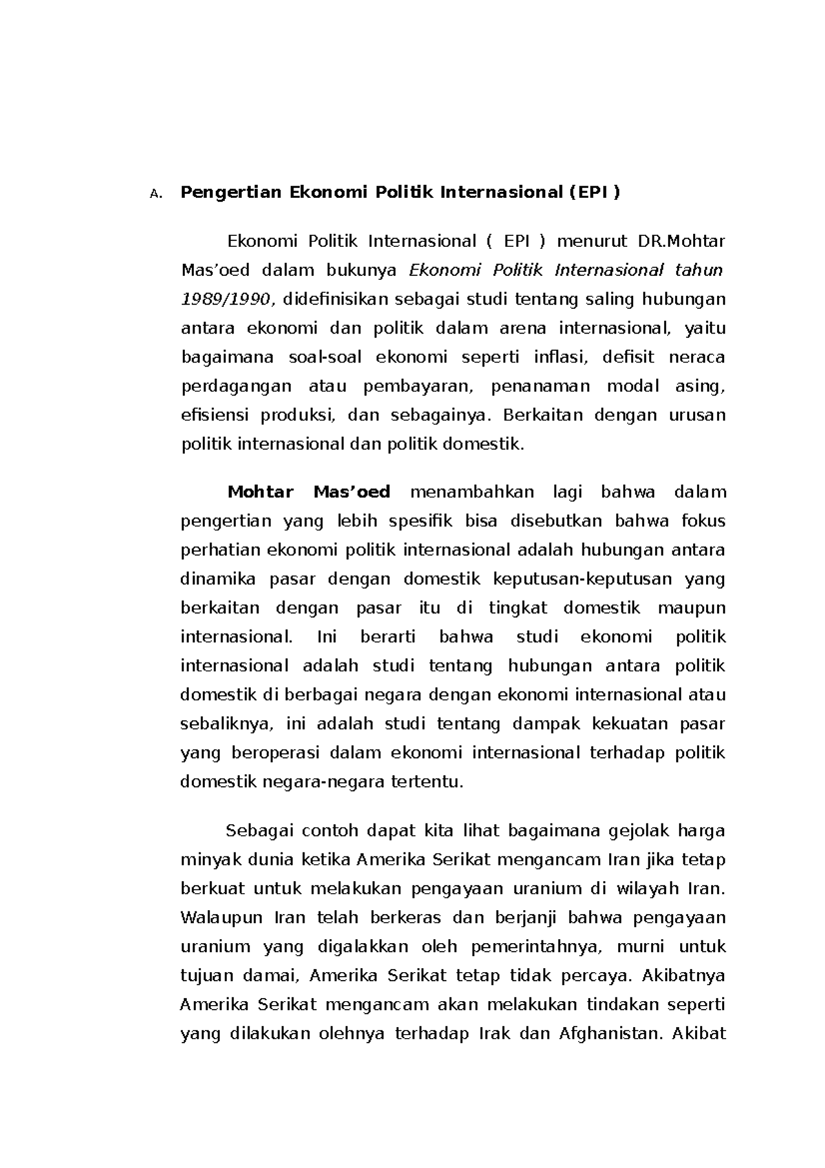 Pengertian dan Pemikiran Dalam Ekonomi Politik Internasional (EPI ...