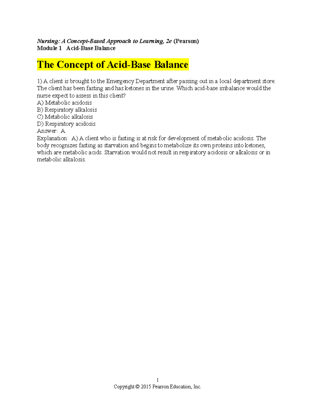 Nursing Module 1: Understanding Acid-Base Balance Concepts - Studocu