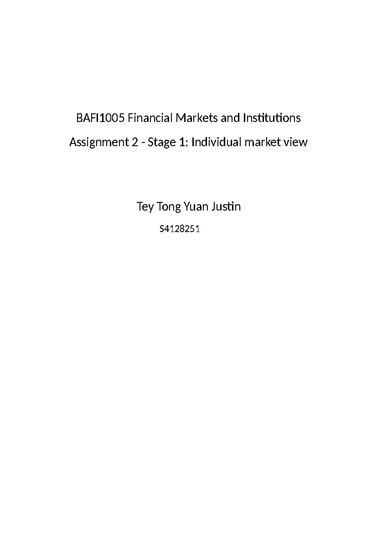 BAFI1005 Assignment 2 - Market View on JPY/USD Exchange Rate - Studocu