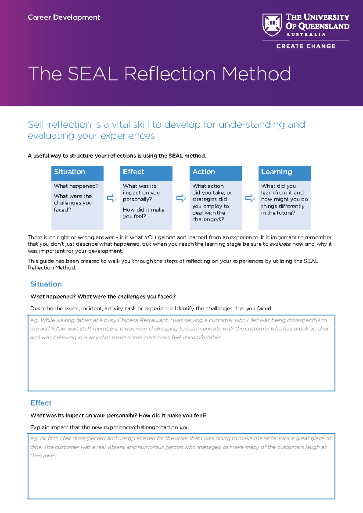 SES - Careers - SEAL Reflection Method Guide - 2025 - Studocu