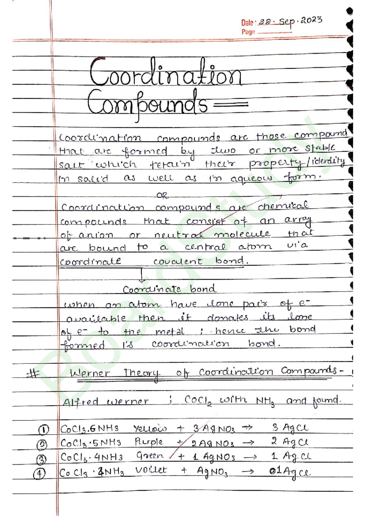 Coordination Compounds Class 12th Chemistry Notes e5insw - Chemistry 12 ...