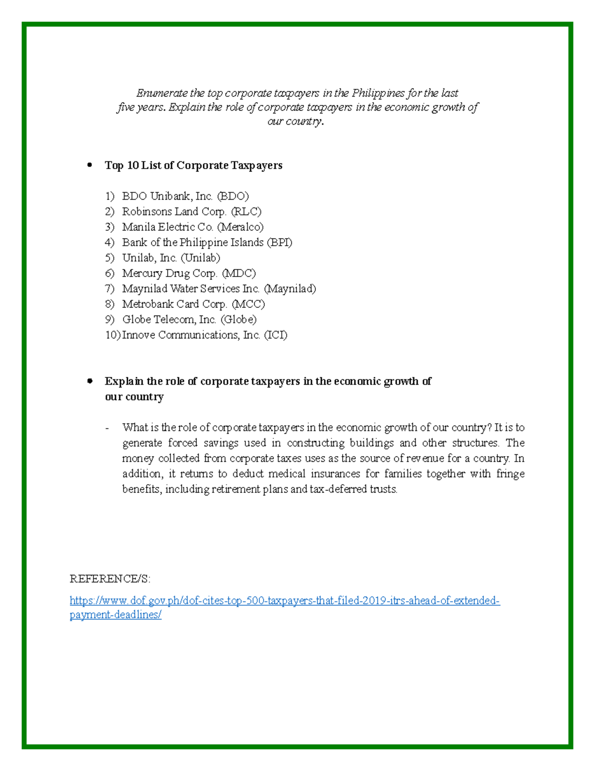 Top 10 Corporate Taxpayers in the Philippines: Economic Role Explained ...
