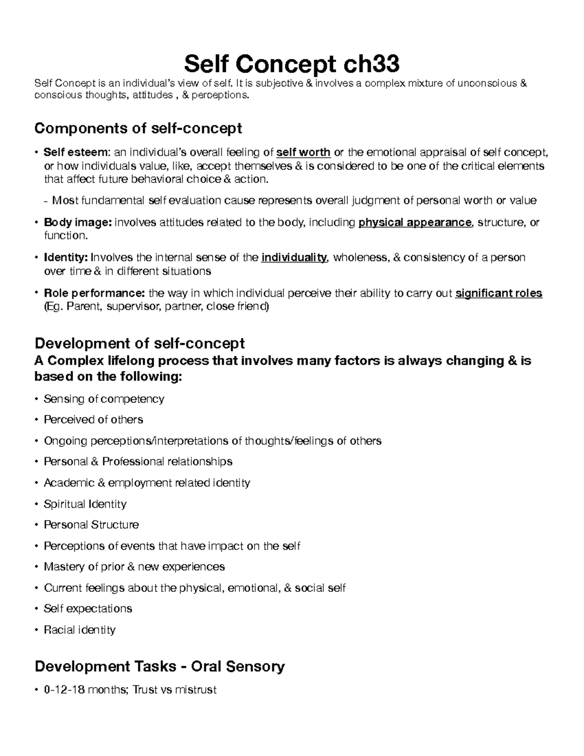 NUR 1012 Self-Concept: Understanding Identity, Body Image, and Role ...