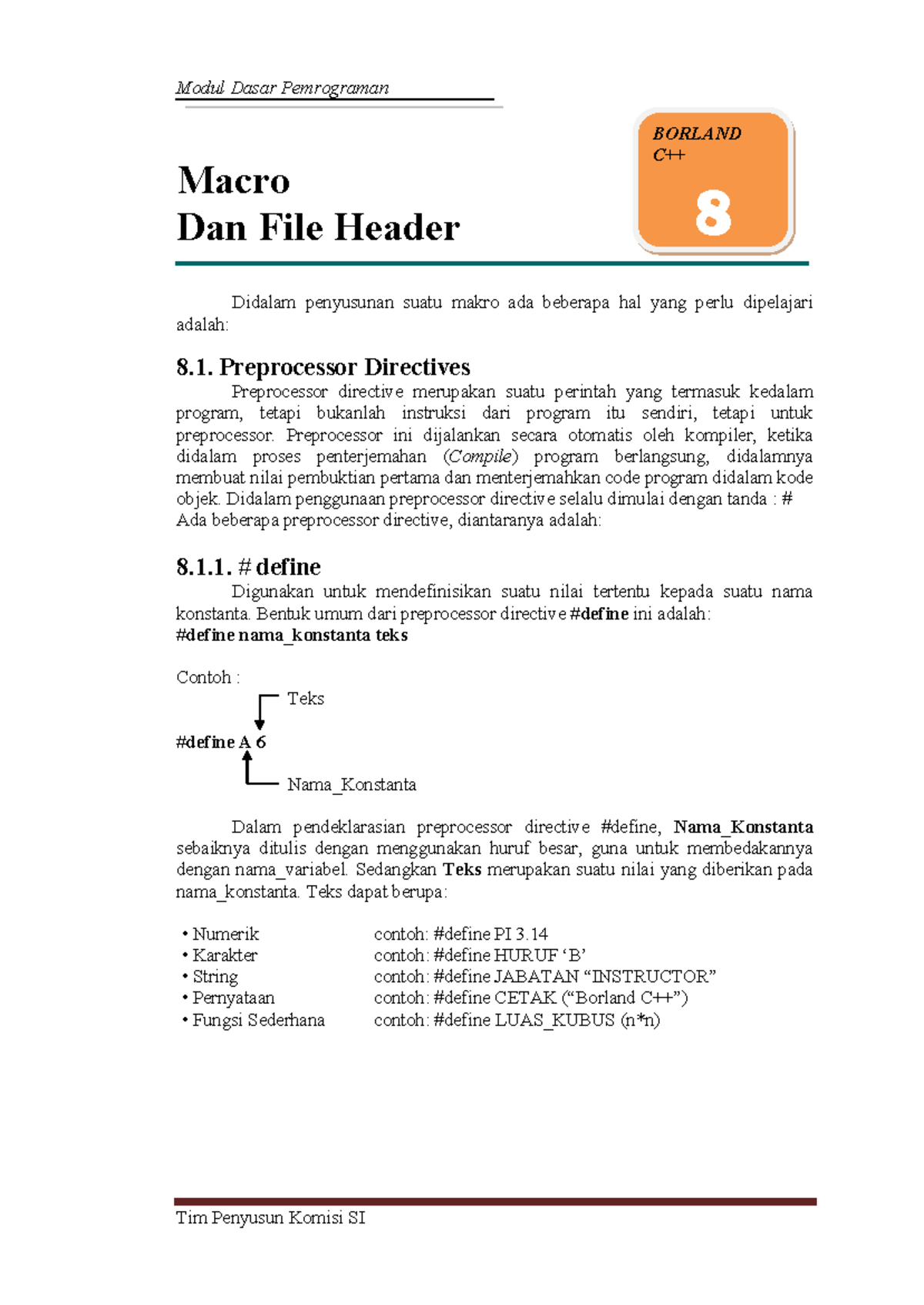 Bab 8: Macro & Header File pada C++ (CPP) - Studocu