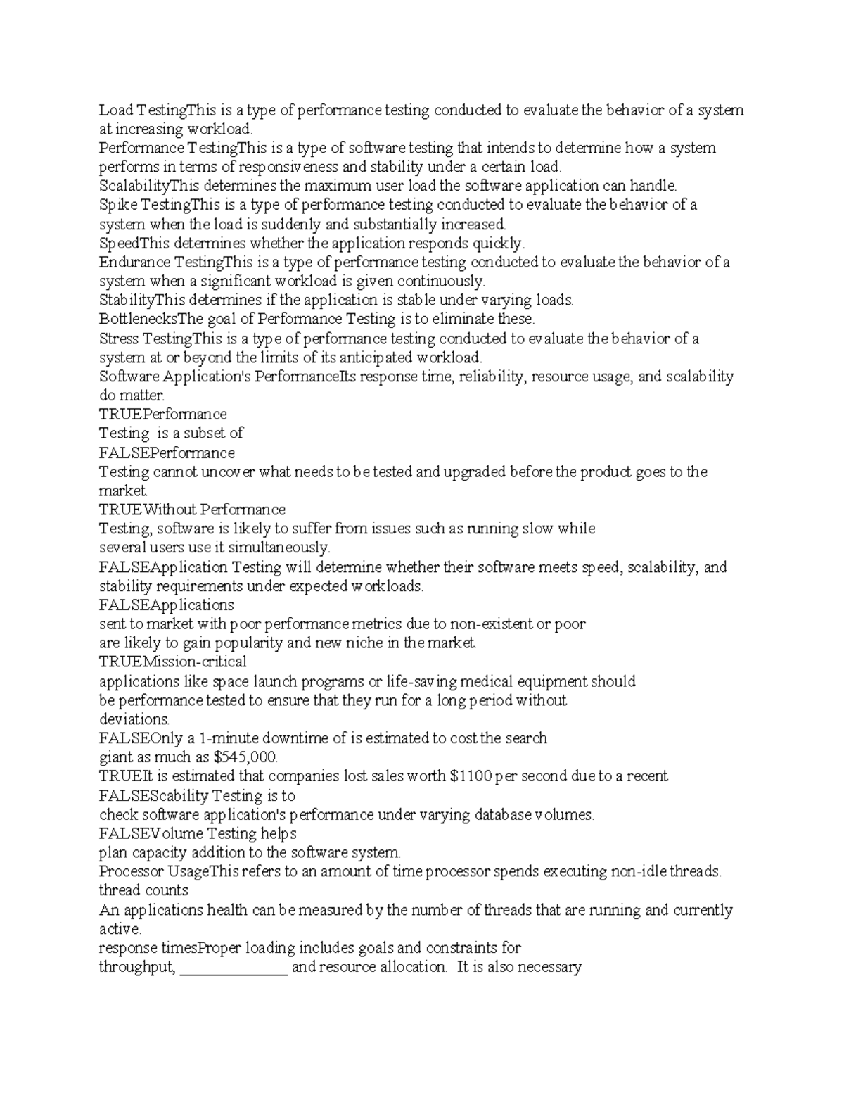Load Testing Overview: Performance, Scalability, and Stress Tests - Studocu