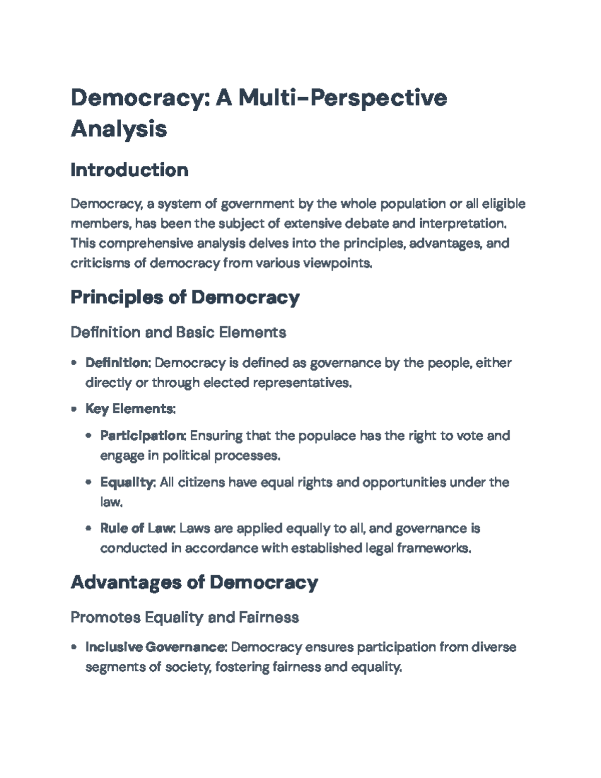 Democracy: Principles, Advantages, Criticisms, and Perspectives ...