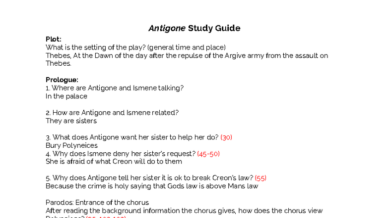 Dowd Antigone Study Guide: Key Plot Points and Themes - Studocu