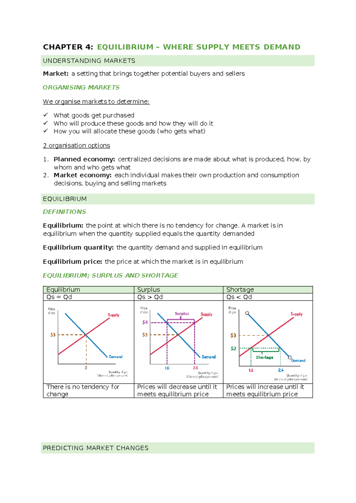 ECC101 - Chapter 4: Equilibrium - Supply and Demand Dynamics - Studocu