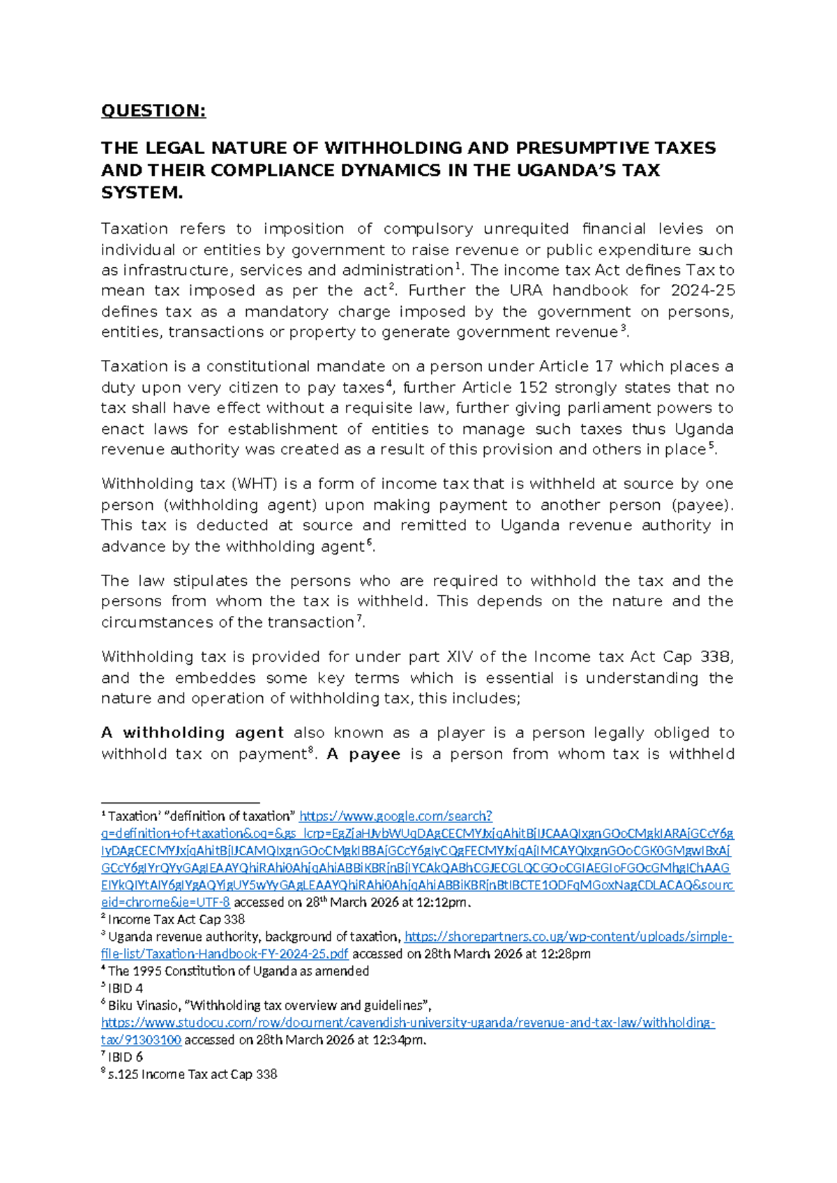 Withholding Tax & Presumptive Tax Dynamics in Uganda: Legal Insights ...