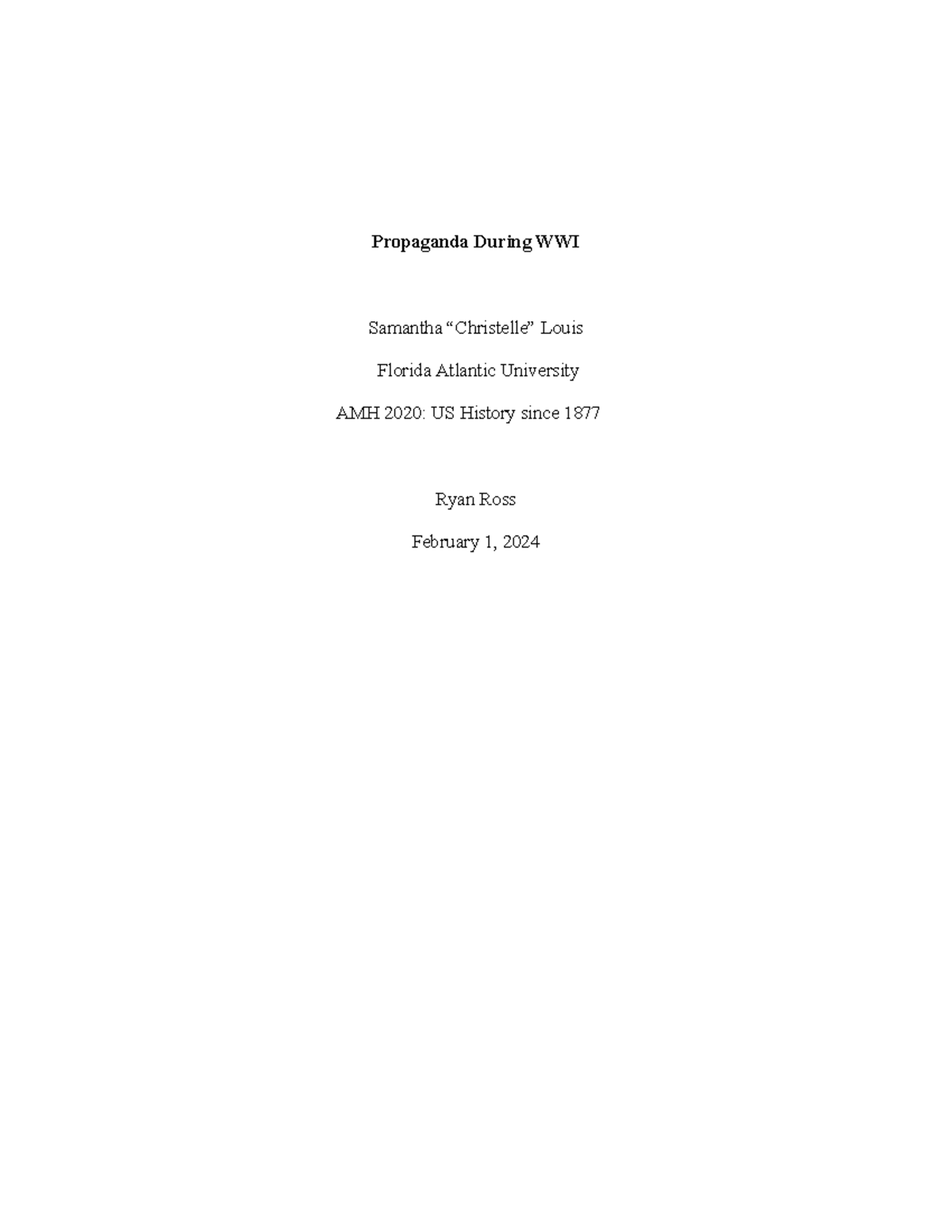 AMH 2020 Essay: Analyzing Propaganda during WWI and the CPI - Studocu