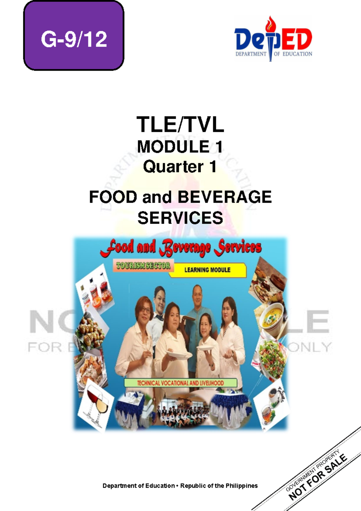 TLE-TVL HE-G9-G12 Q1 Module 1: Intro to Food and Beverage Services ...
