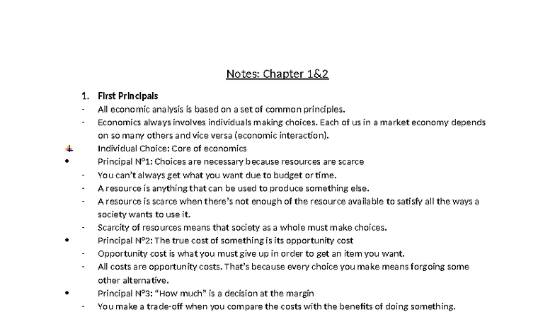 Notes: ECON 101 - Summary of Chapters 1 & 2 with Images - Studocu