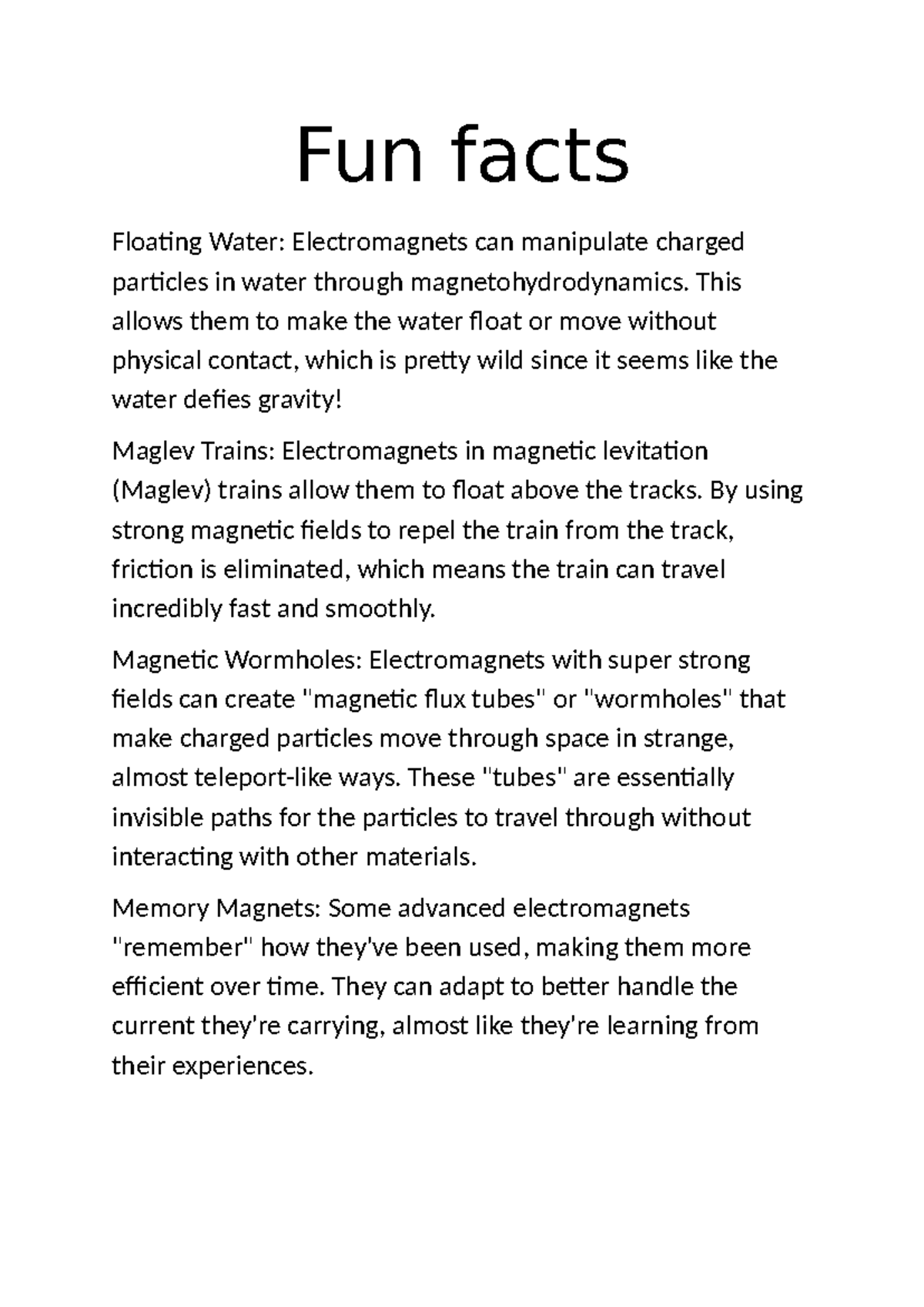 Science WEEK FUN Facts: Electromagnets & Their Amazing Uses 2024 - Studocu