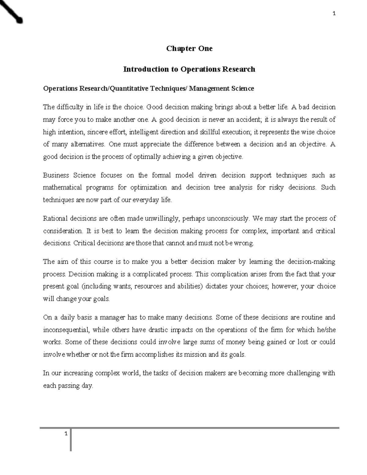 Operations Research (OR) Overview: Chapter 1 Introduction - Studocu