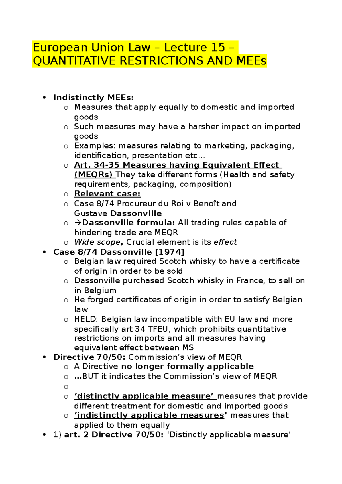 Lecture 16 - Quantitative Restrictions & Measures Equivalent Effect ...