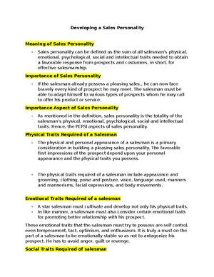 Lesson 2 Sales Forecasting Prospecting, Sales Resistance, Closing Sales ...