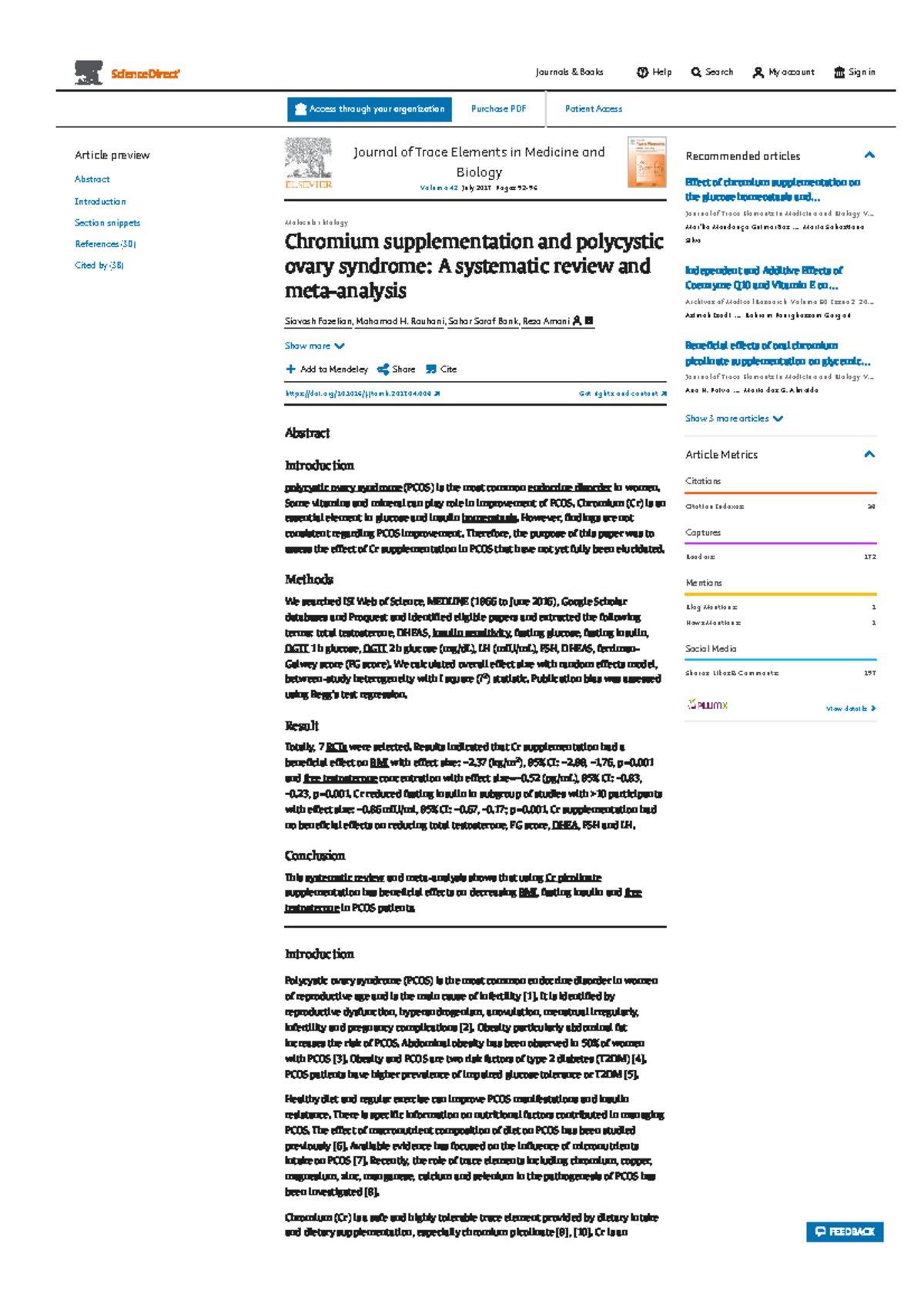 Chromium Supplementation and PCOS: A Systematic Review (2017) - Studocu