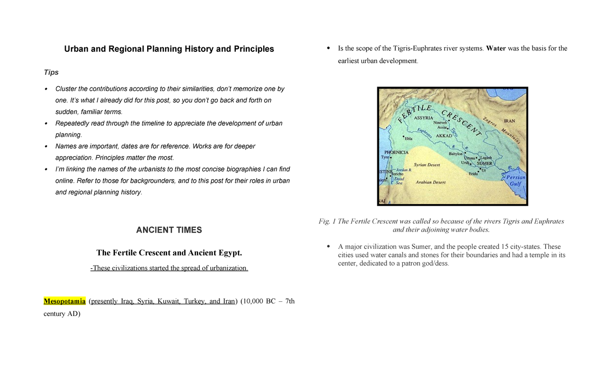 URP 101: History and Principles of Urban and Regional Planning - Studocu