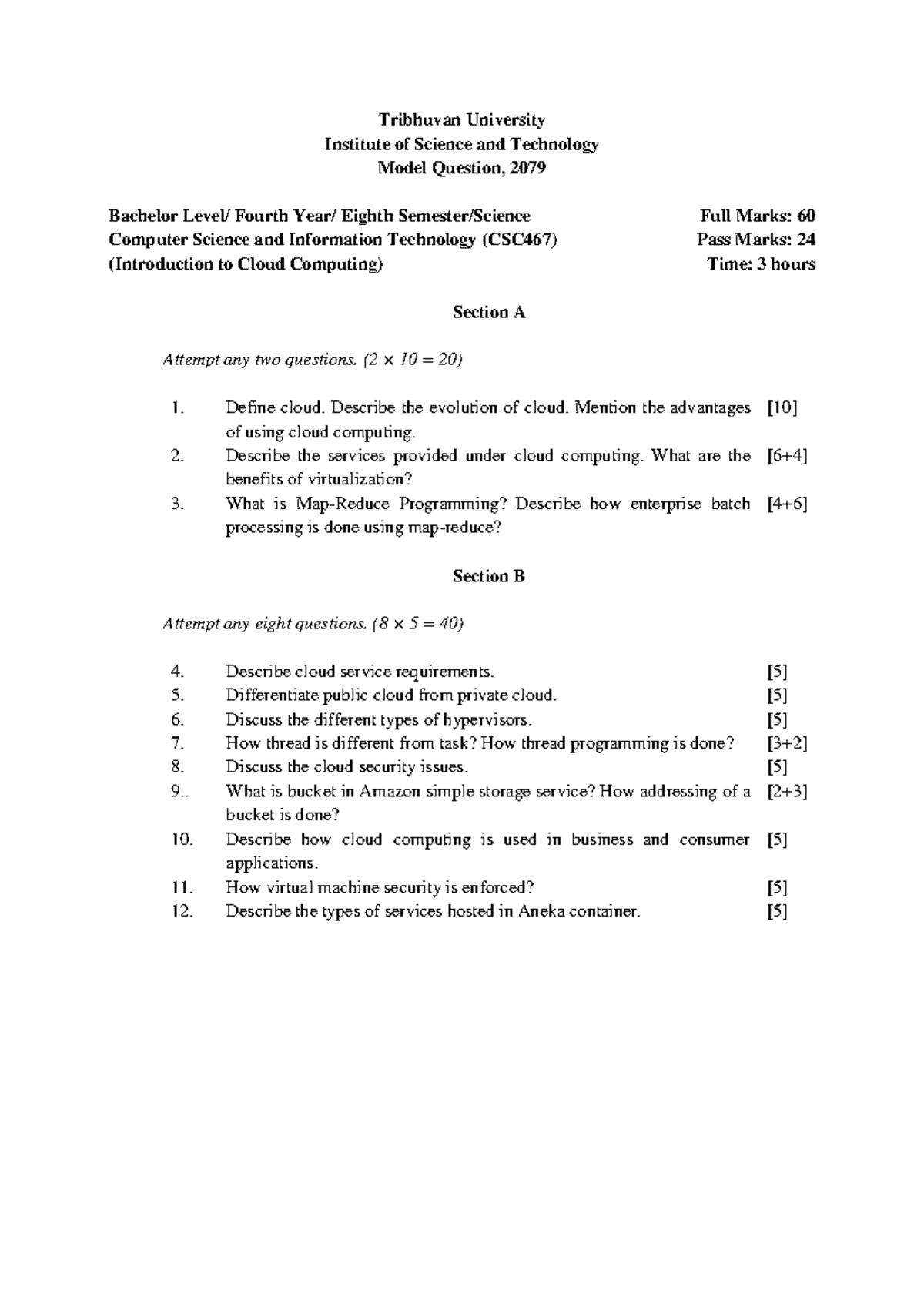 B.Sc .-CSIT-8th-Sem-Model-Questions - Tribhuvan University Institute of Science and Technology ...