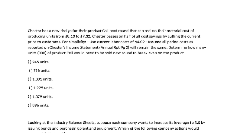 Capsim Exam Examples: Product Cell Cost Analysis & Competitor Strategy ...