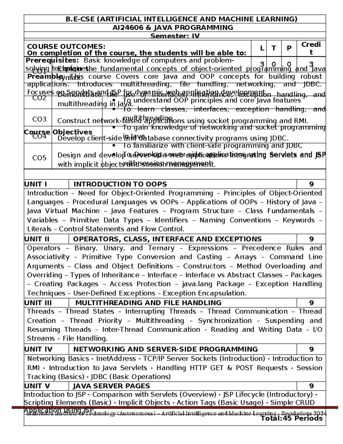 AI24606 - Java Programming Course Overview and Key Concepts - Studocu