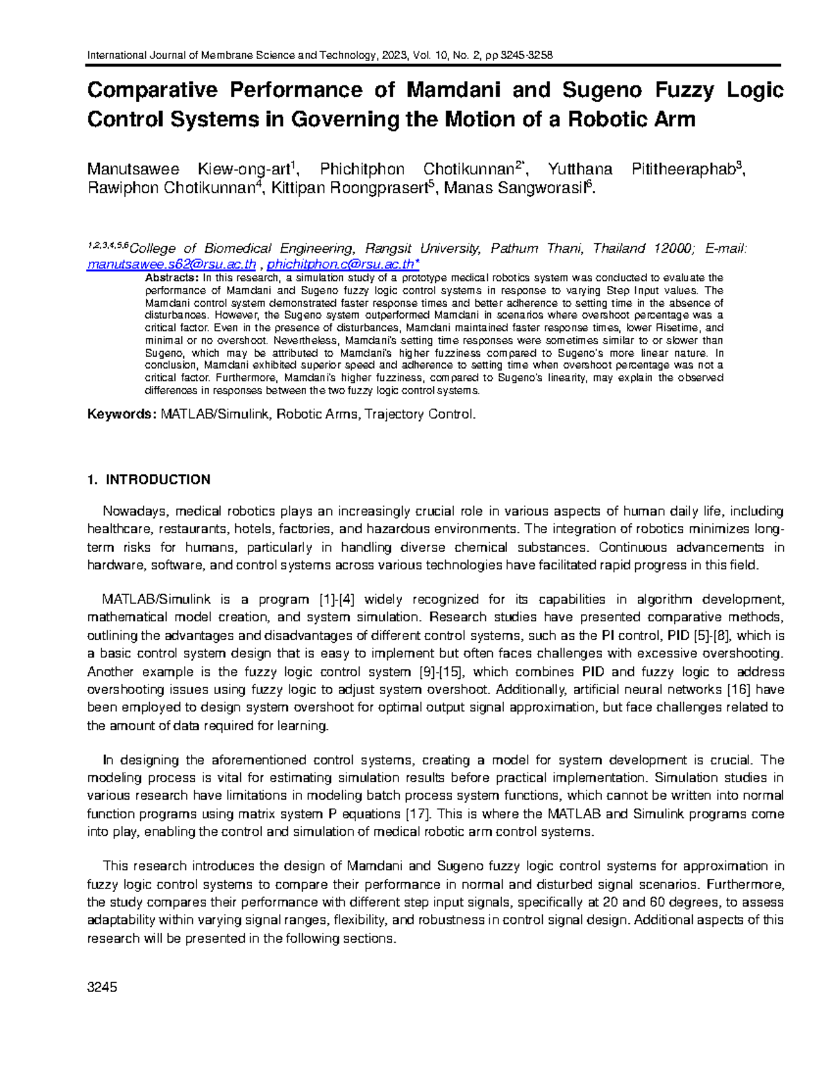 Comparative Study of Mamdani vs Sugeno Fuzzy Logic in Robotic Arms ...