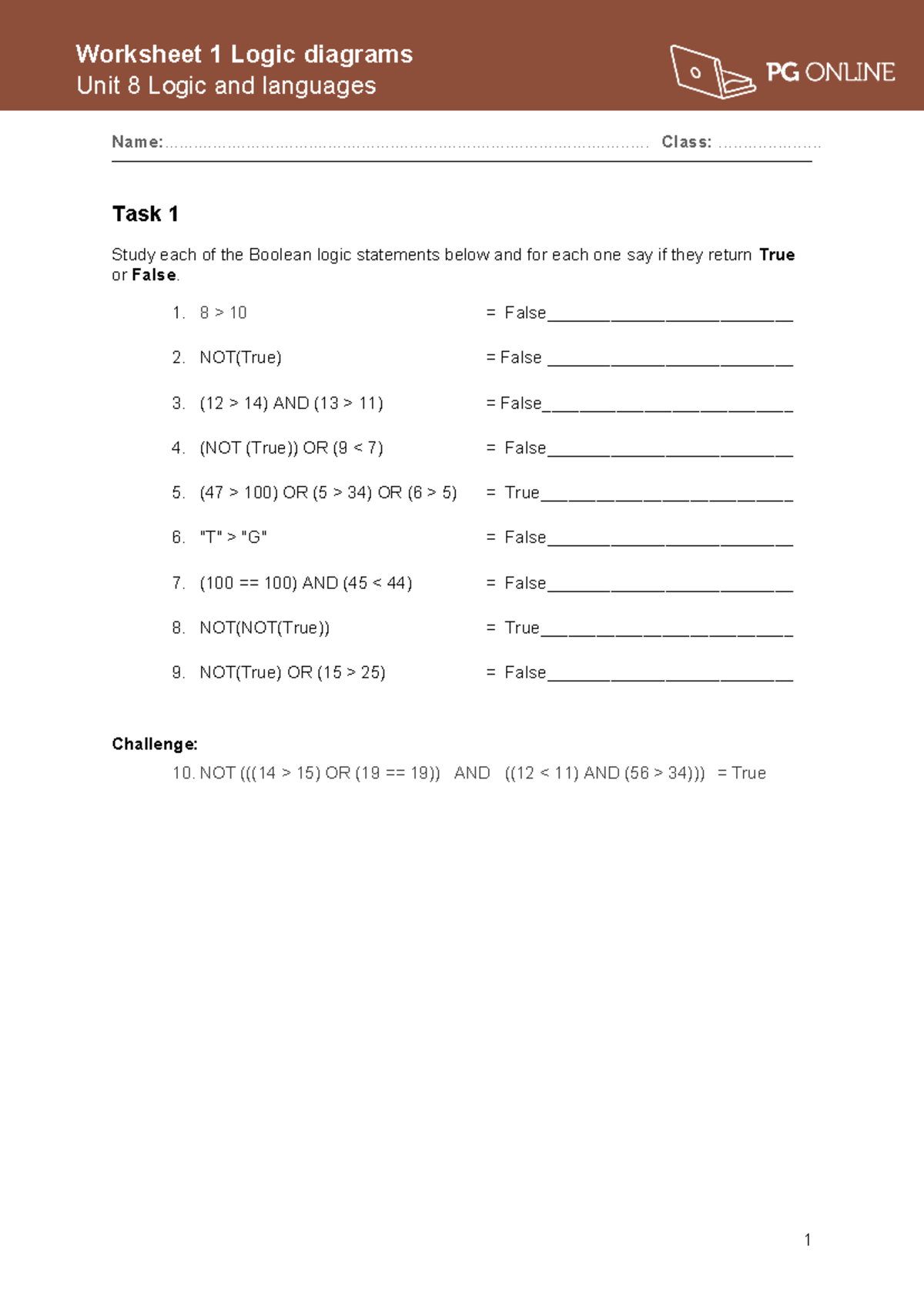 Worksheet 1: Logic Diagrams & Boolean Logic Analysis (Unit 8) - Studocu