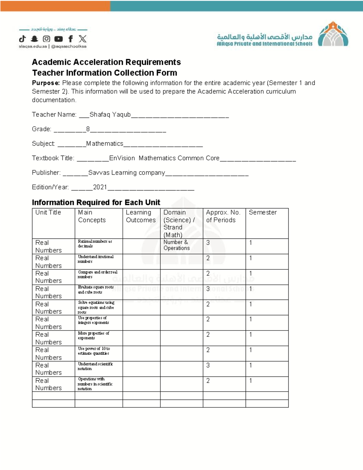Academic Acceleration Requirements Template for Teachers - Studocu