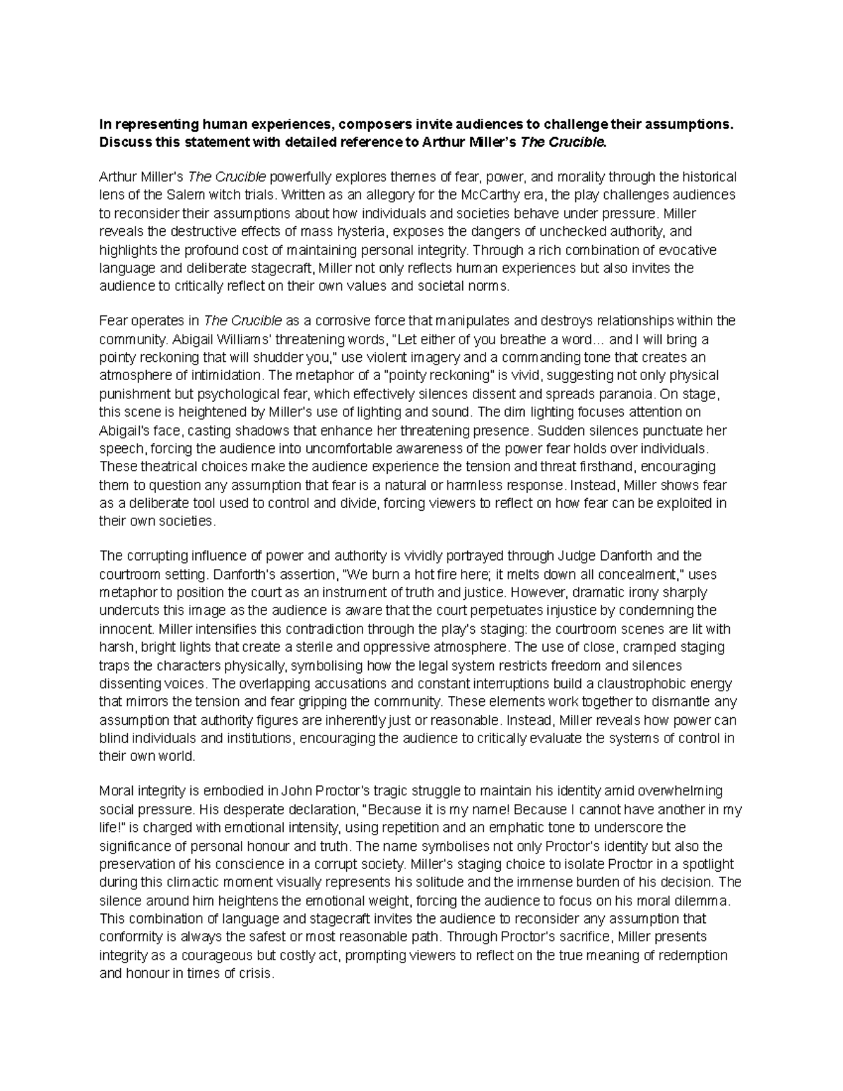 ENG 101 Essay Notes: Challenging Assumptions in Arthur Miller's The ...