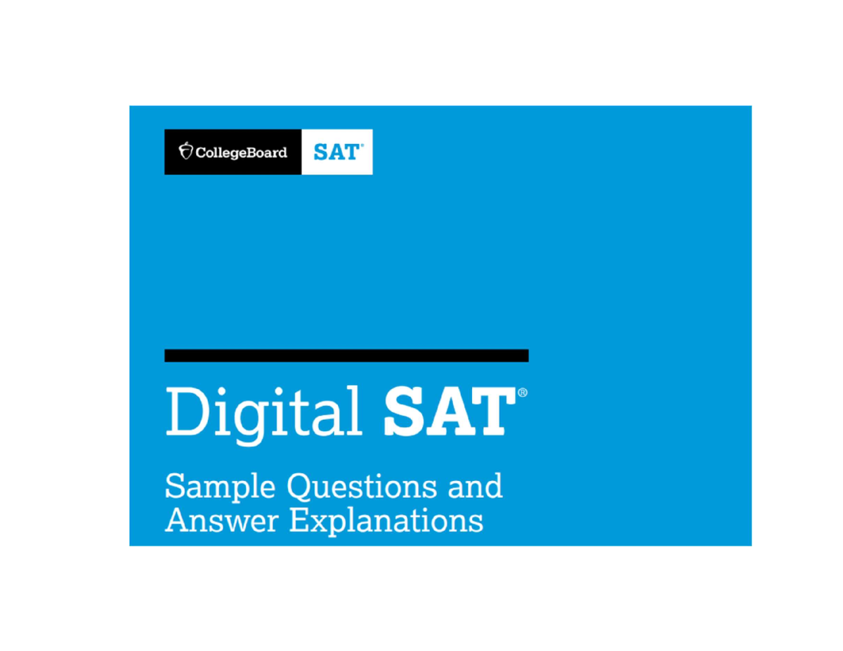 Digital SAT Sample Questions: Reading & Writing Practice Test - Studocu