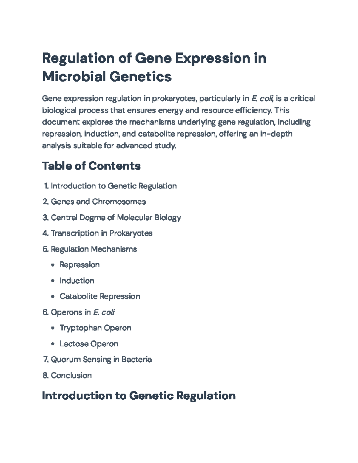 Regulation of Gene Expression in E. coli: Key Mechanisms Explained ...