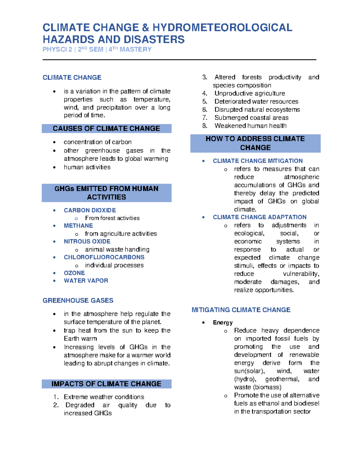 PHYSIC 2 2ND SEM MASTER 3: CLIMATE CHANGE & HYDROMETEOROLOGICAL HAZARDS ...