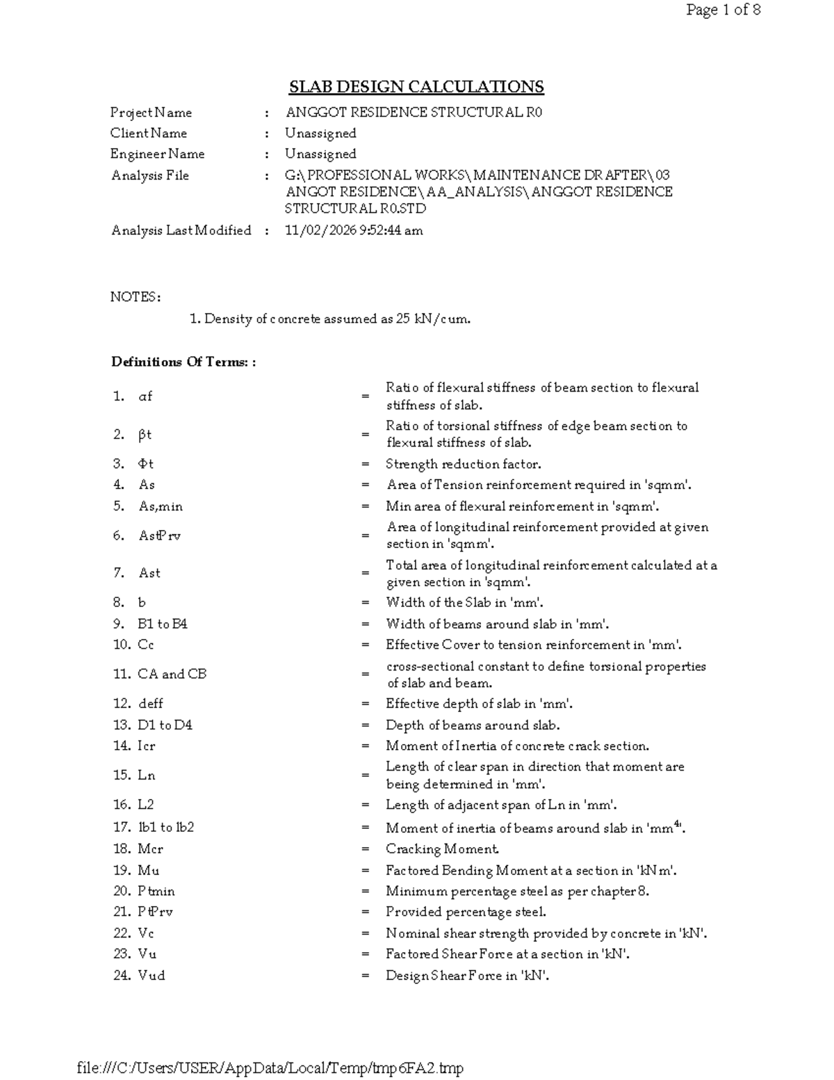 SLAB DESIGN CALCULATIONS (NSCP C101 2015) for ANGGOT RESIDENCE - Studocu