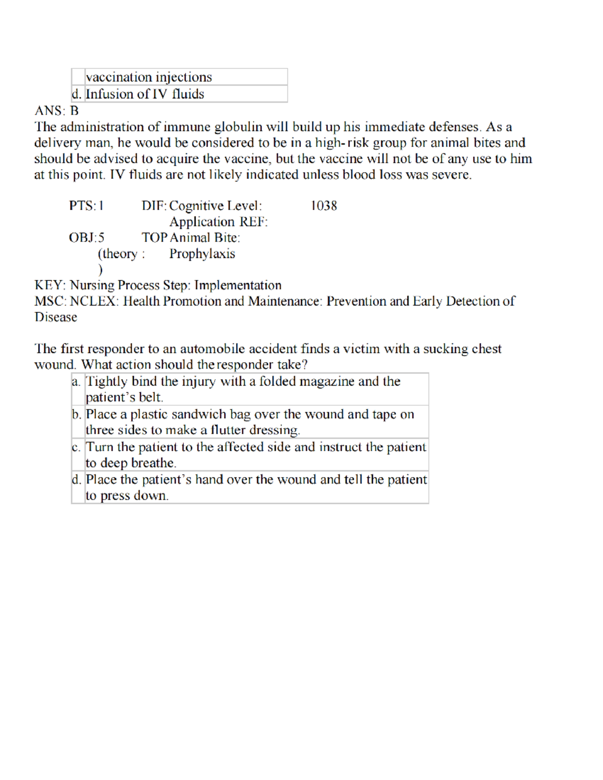 Test Bank for Medical-Surgical Nursing (5th Ed) - Animal Bite & Wound ...