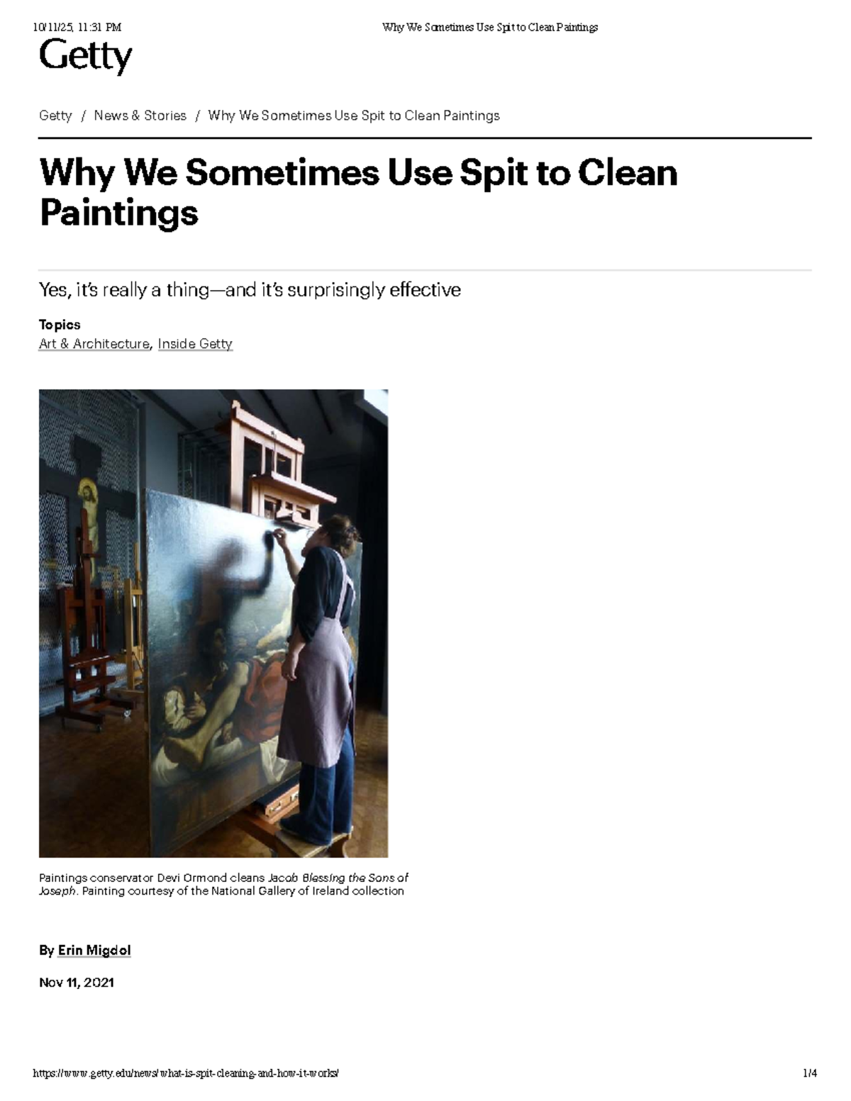 Why We Use Saliva in Painting Conservation Techniques - Studocu