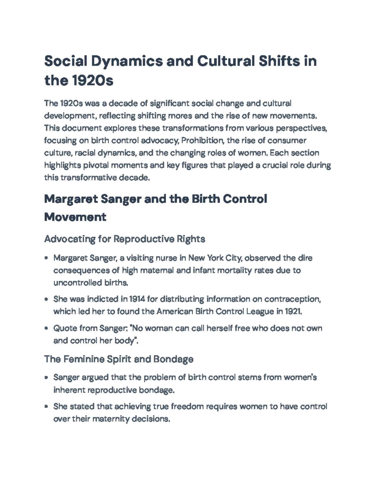 Social Dynamics and Cultural Transformations in the 1920s: An Overview ...