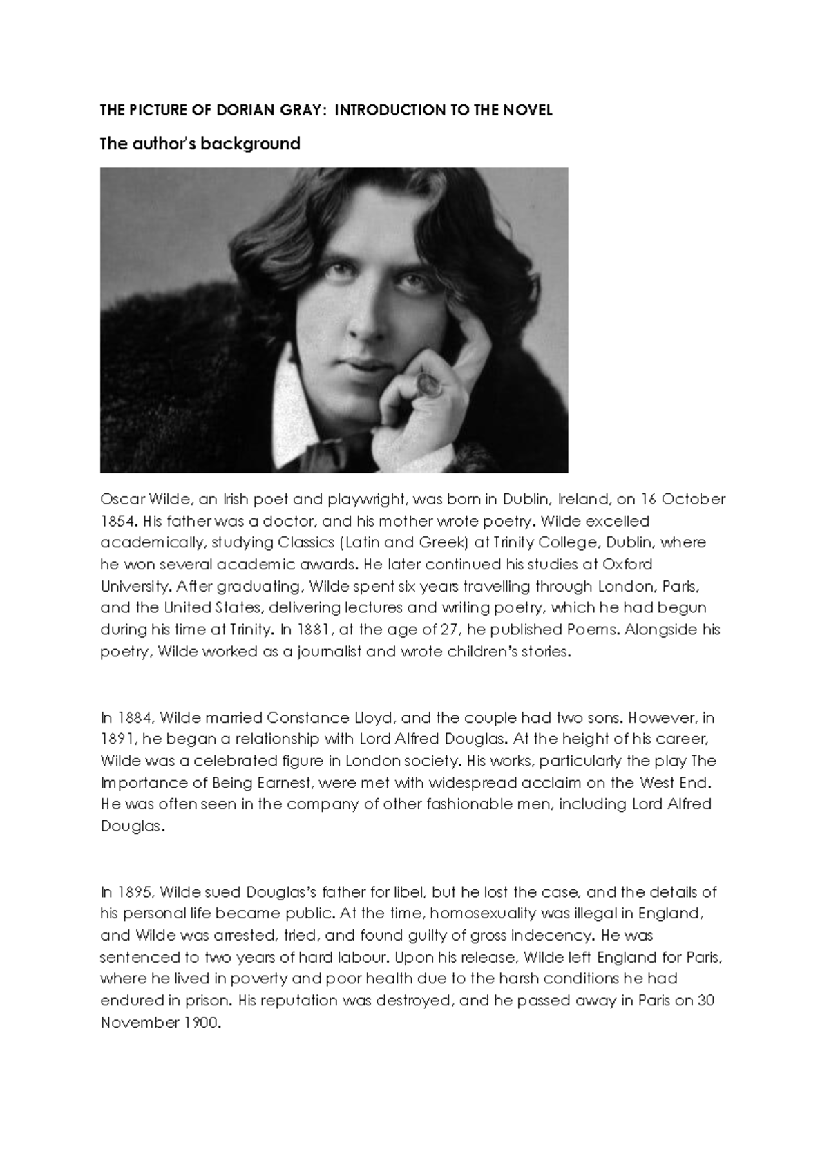 Dorian Gray: A Comprehensive Study Guide (ENG 101) - Studocu
