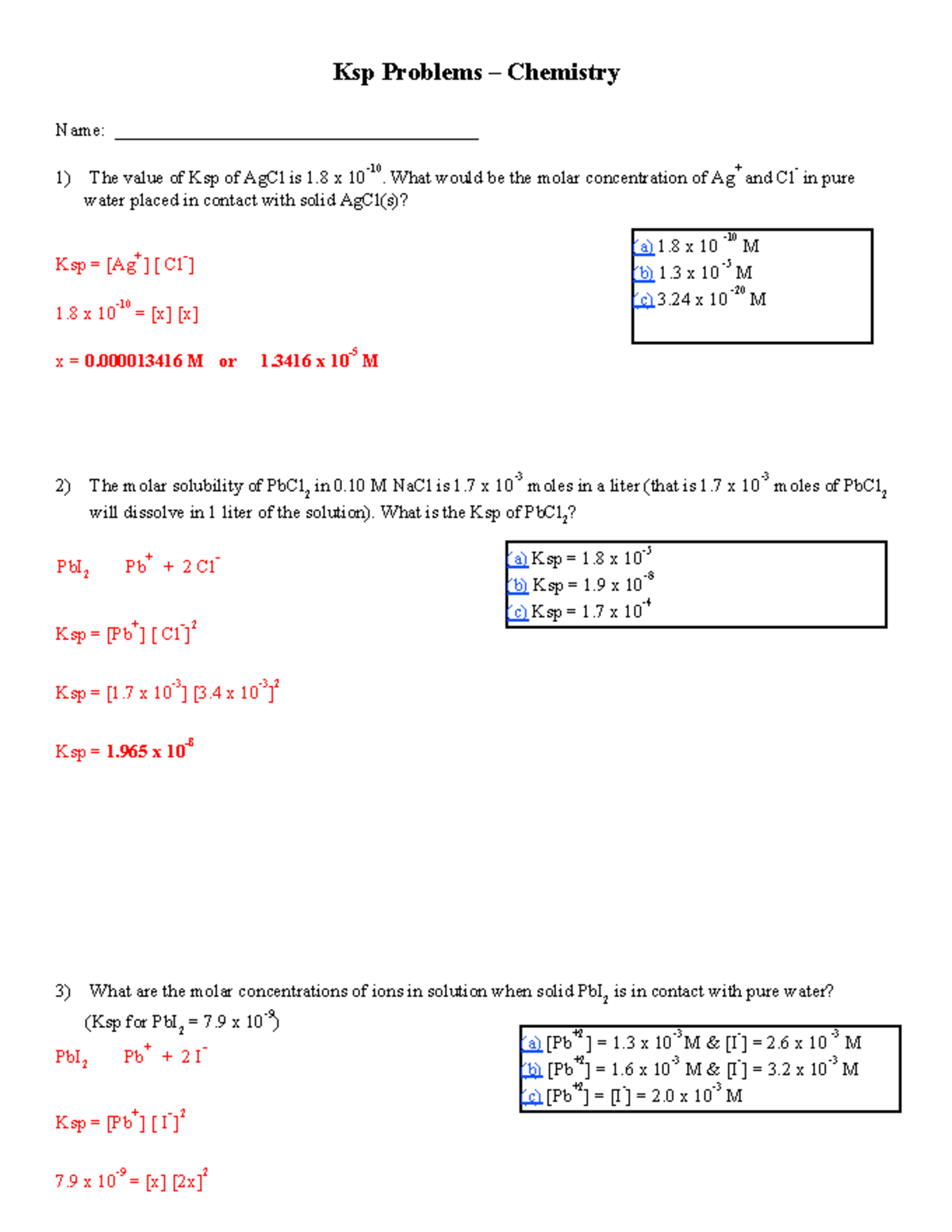 Ksp Problems in Chemistry: Understanding Solubility and Precipitation ...