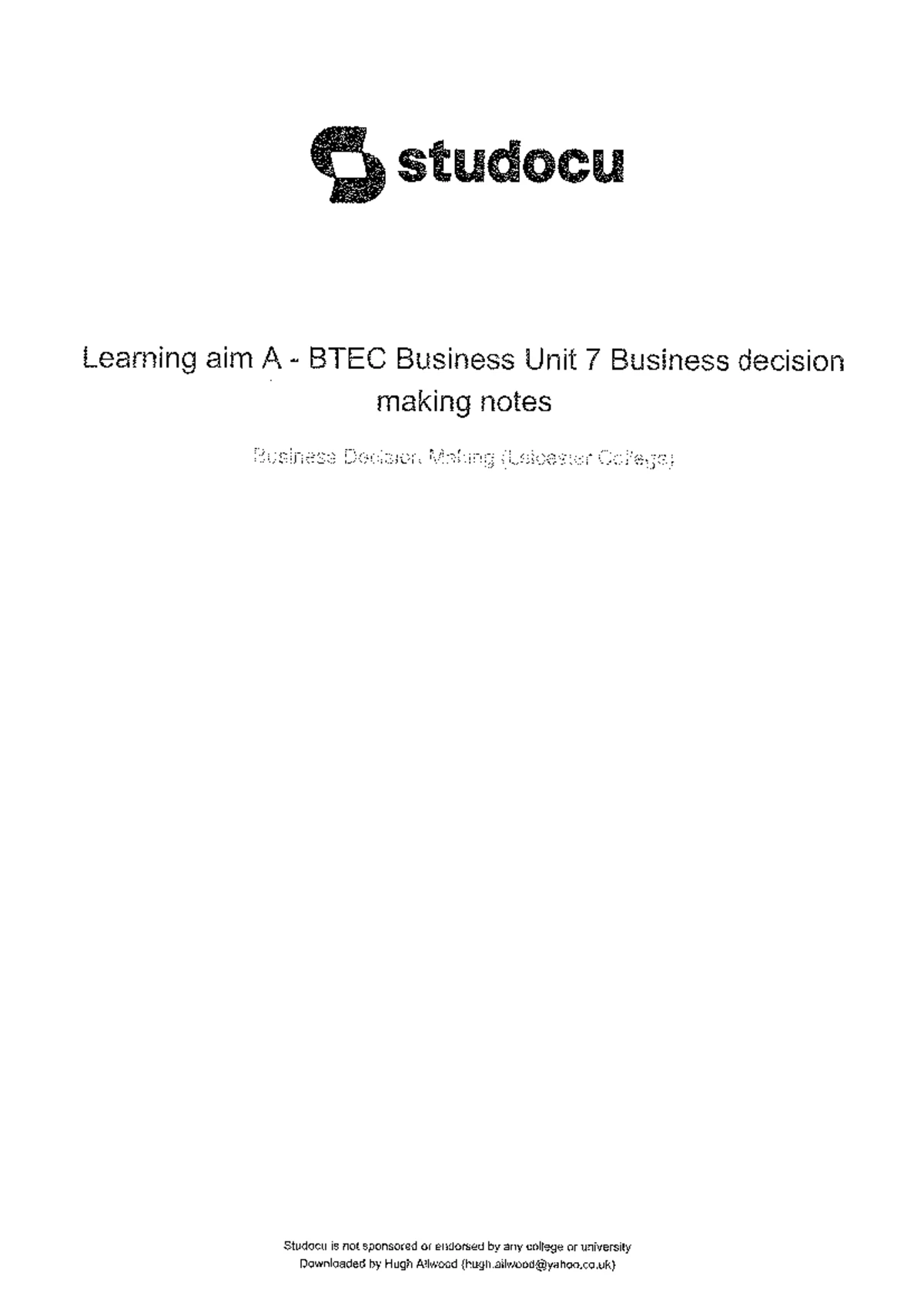 Unit 20 - BTEC Business Ethics: CSR Impact on Stakeholders and ...