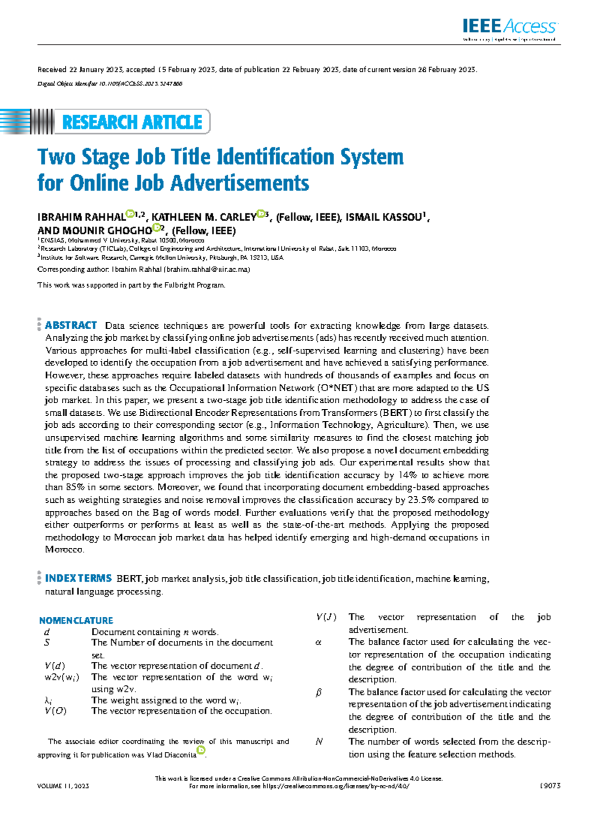 A Two-Stage Job Title Identification Methodology for Online Ads - Studocu