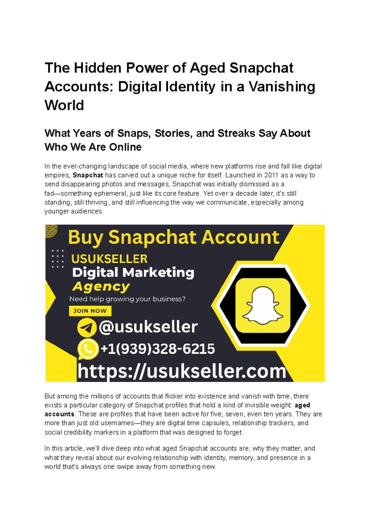 The Value of Aged Snapchat Accounts: Insights on Digital Identity - Studocu