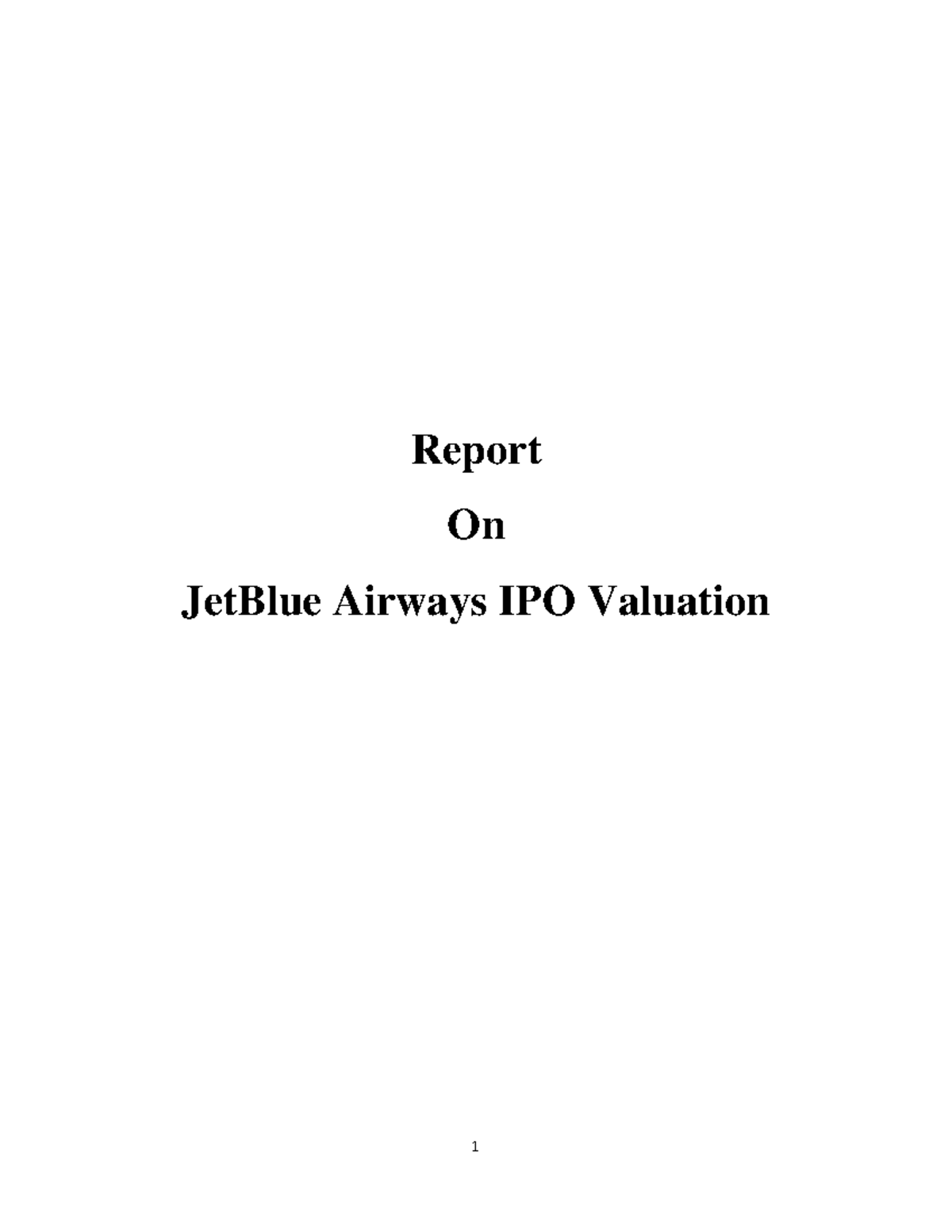 F-403 pdf - Case study - Report On JetBlue Airways IPO Valuation Report ...