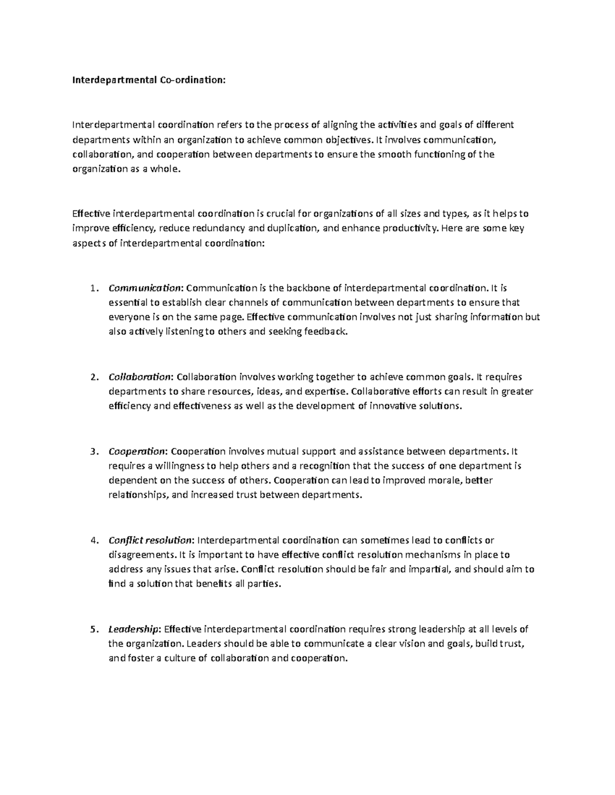 Interdepartmental Coordination Strategies for Organizational Success ...