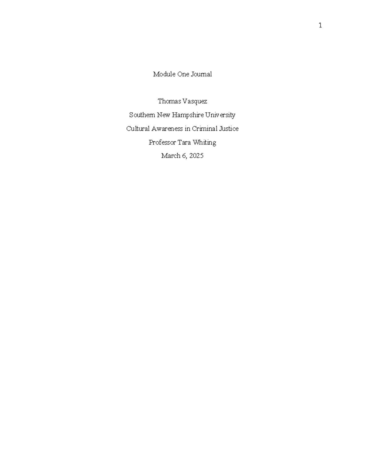 Module One Journal - assignment - Module One Journal Thomas Vasquez ...