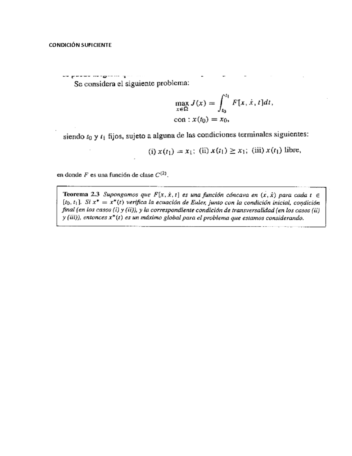 Condición Suficiente - metodos matematicos - CONDICIÓN SUFICIENTE Se ...