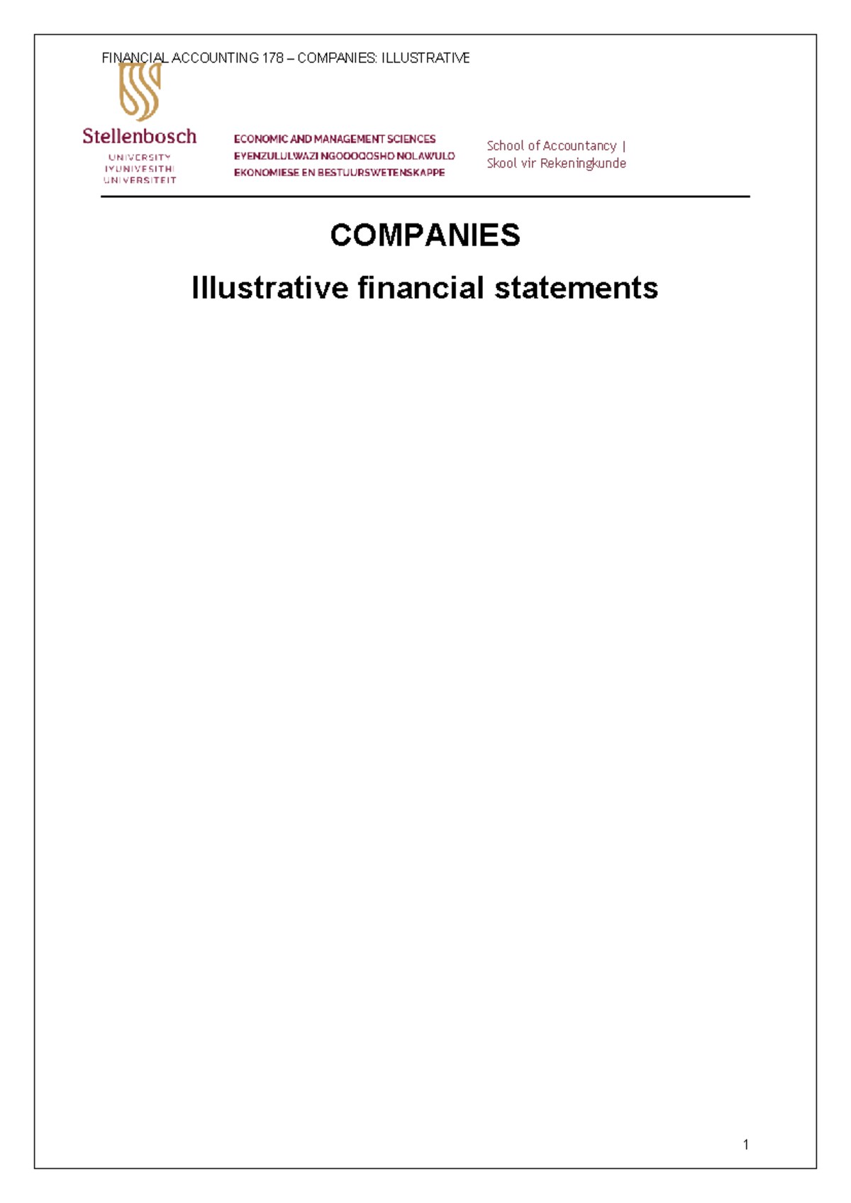 FINANCIAL ACCOUNTING 178: COMPANIES ILLUSTRATIVE FINANCIAL STATEMENTS ...